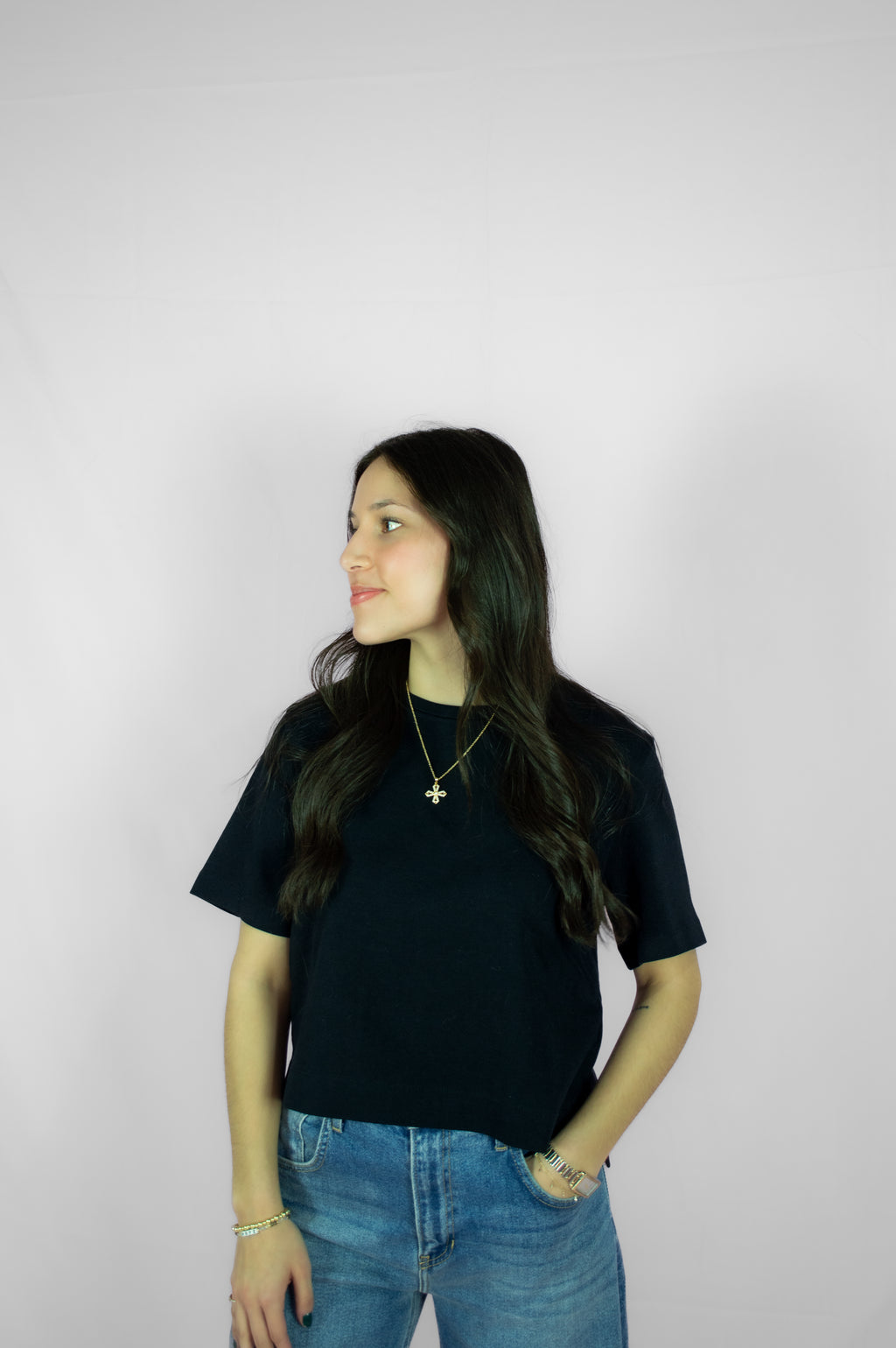 Maria Boxy Tee - Black – Honey and Suede